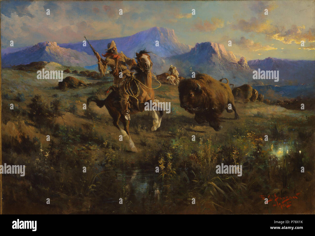 . English: Buffalo Hunt 1905 17 Edgar Samuel Paxson - Buffalo Hunt ...