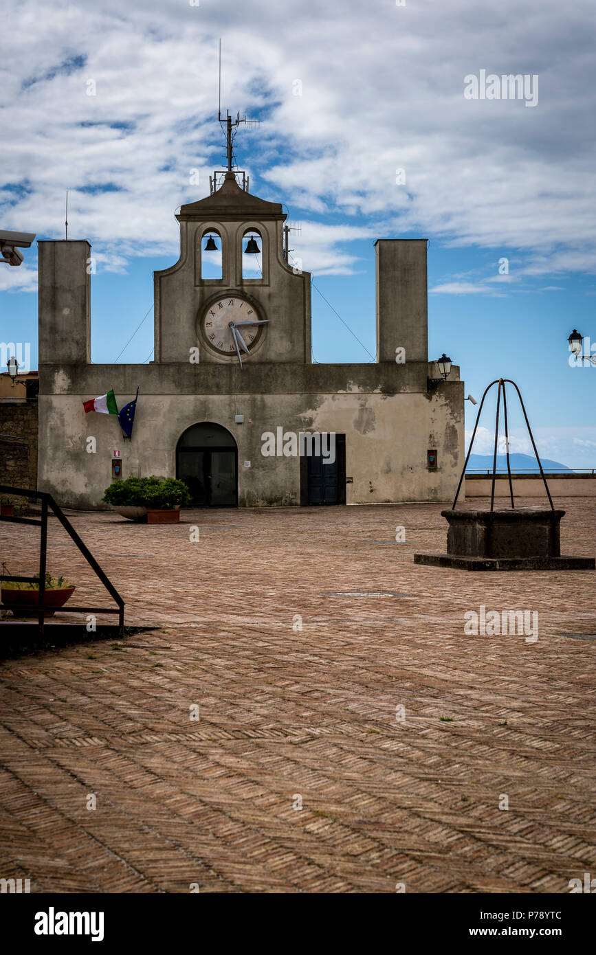 Castel Sant'Elmo, a medieval fortress, Clock tower, Naples, Italy Stock ...