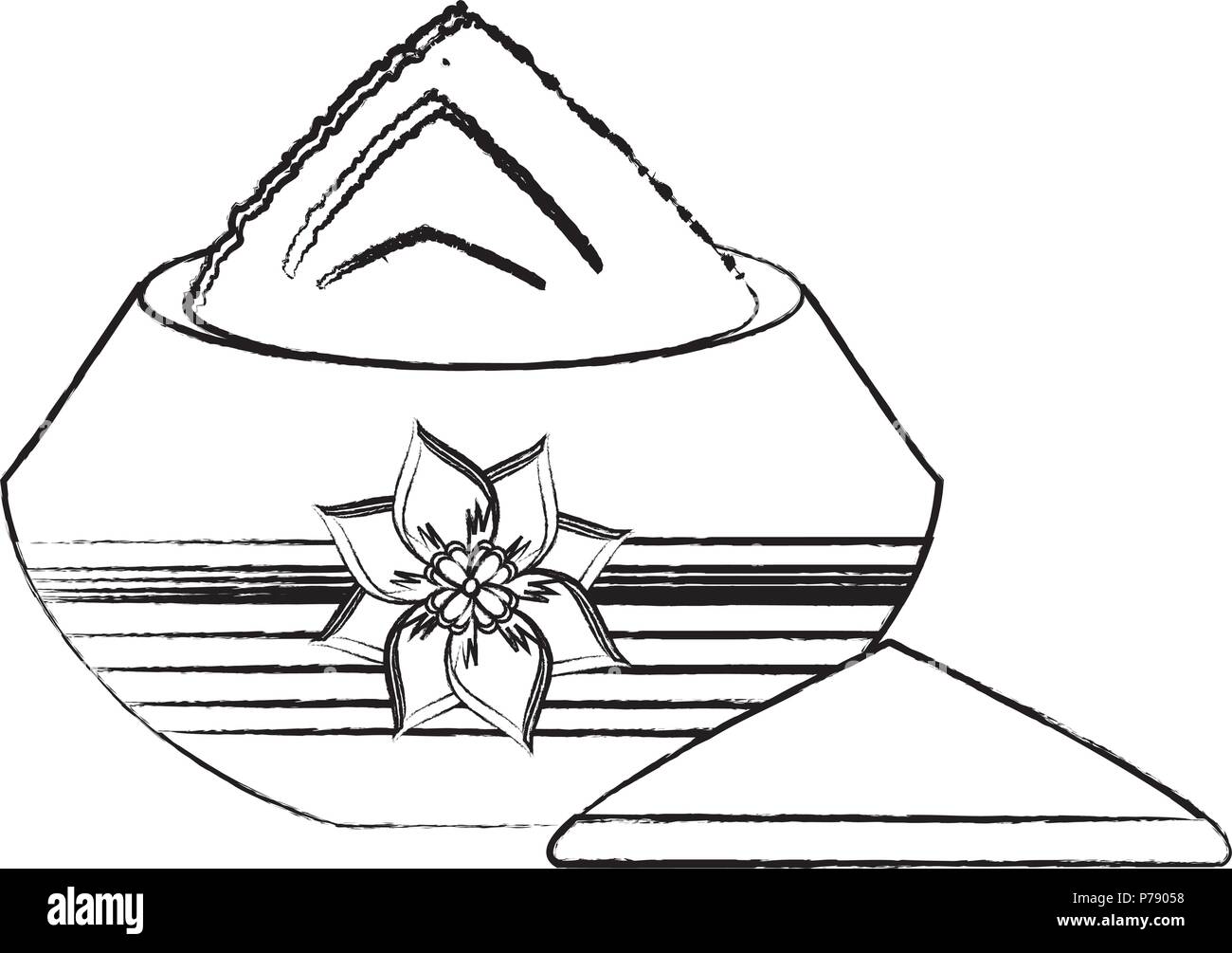 floral mud pot with gulal icon over white background, vector ...