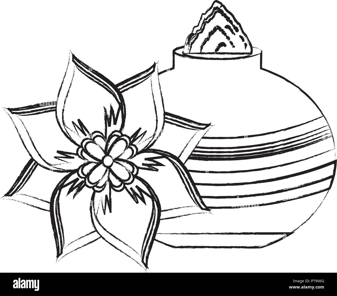 mud pot and tropical flower icon over white background, vector ...