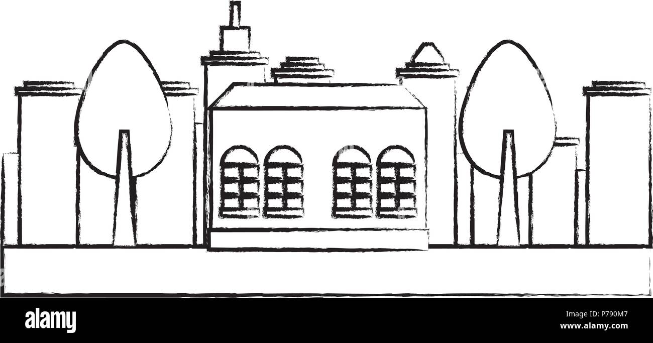 city building and trees icon over white background, vector illustration ...