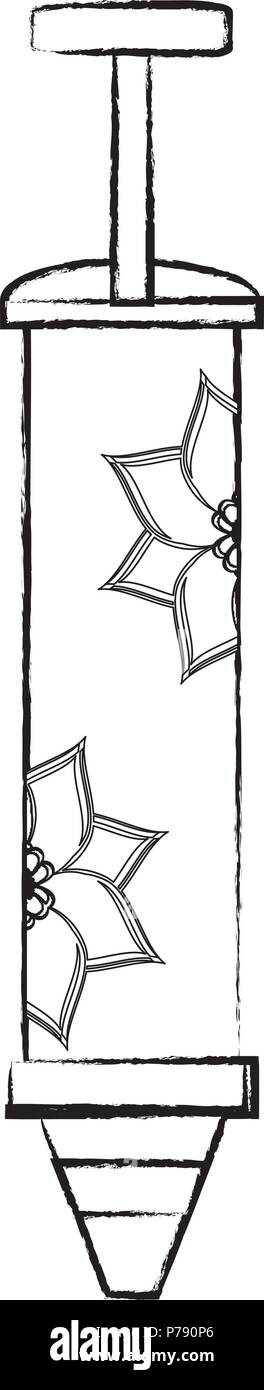 Indian pichkari with floral design over white background, vector ...