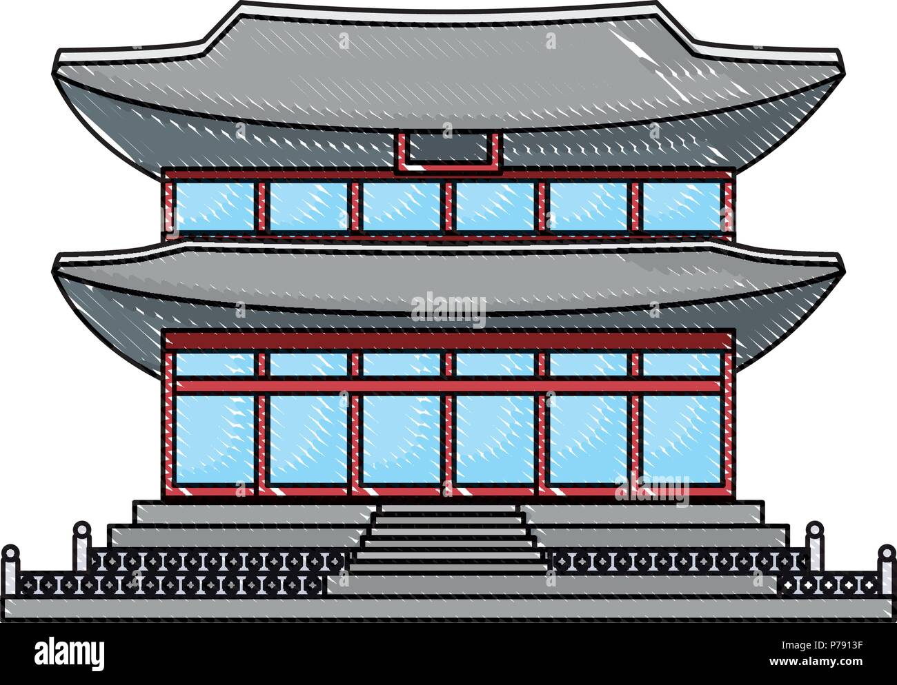 South korea design with palace landmark icon over white background ...
