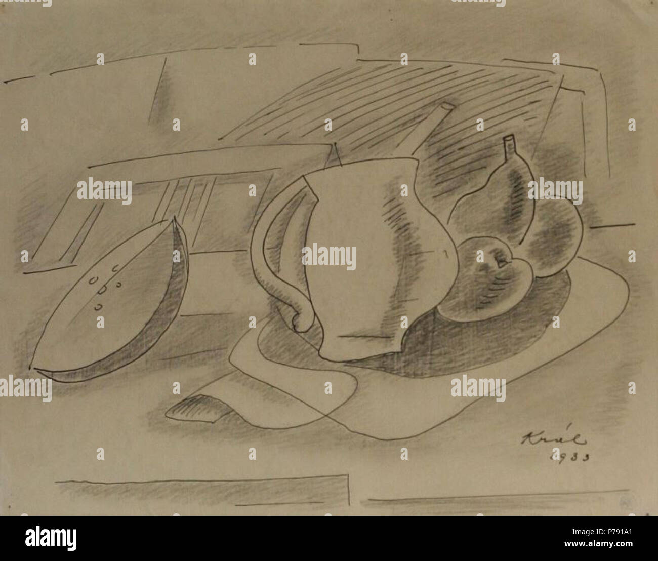 34 Jaroslav Král - Zátiší se džbánem a melounem (1933 Stock Photo - Alamy