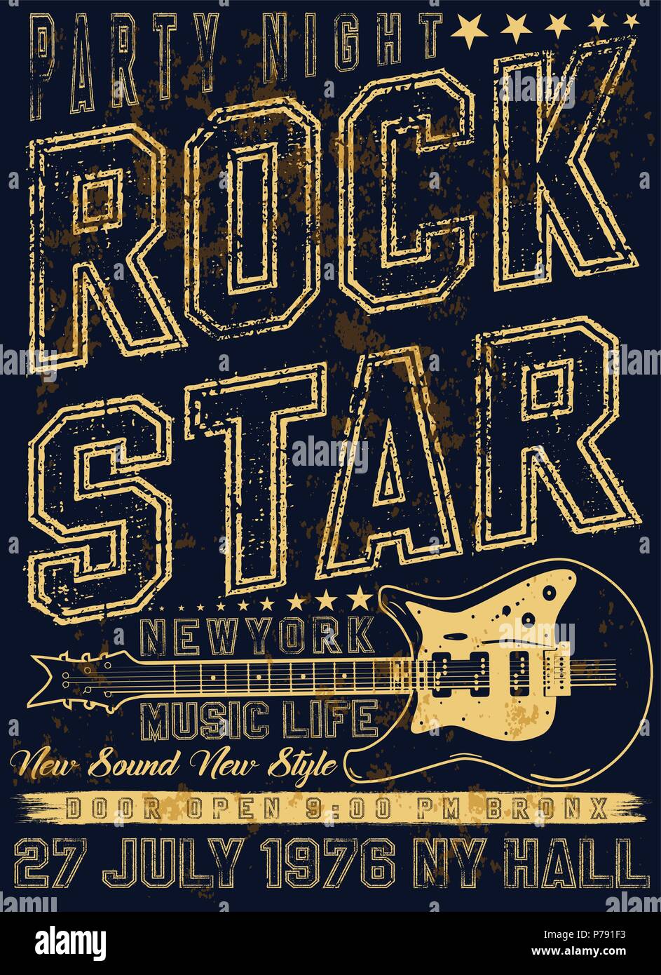 Hand drawn Rock festival poster. Rock and Roll sign Stock Vector Image ...