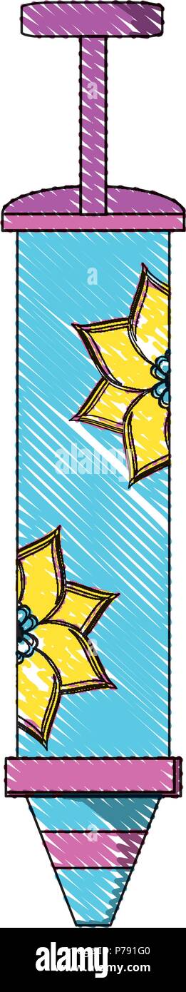 Indian pichkari with floral design over white background, vector ...