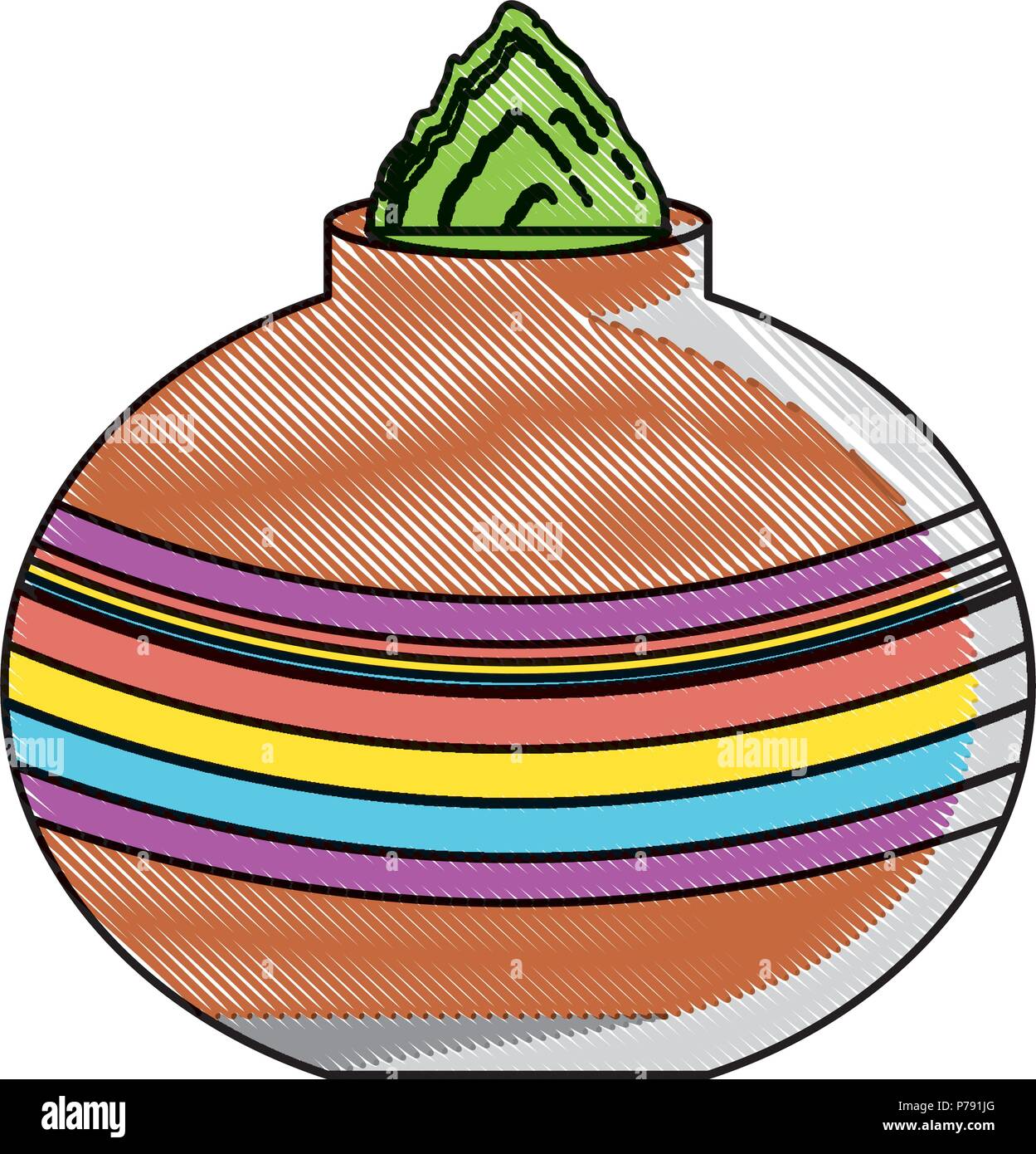 mud pot with gulal icon over white background, vector illustration ...