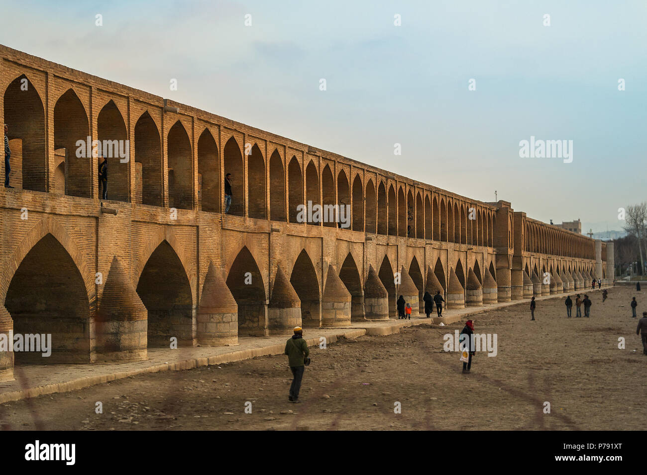The stunning Khajou Khaju Bridge in Isfahan, Iran crossing the dried ...