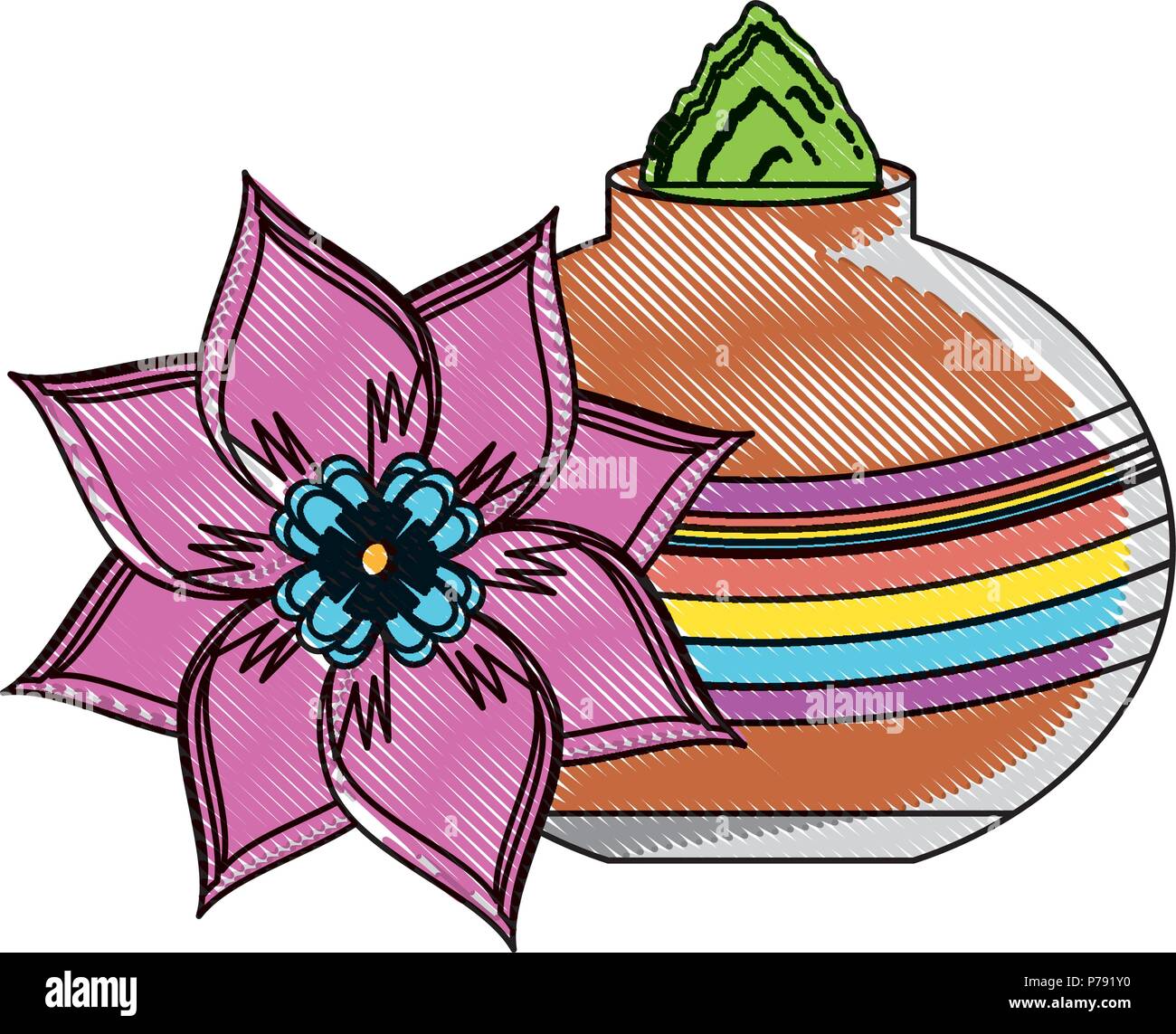 mud pot and tropical flower icon over white background, vector ...
