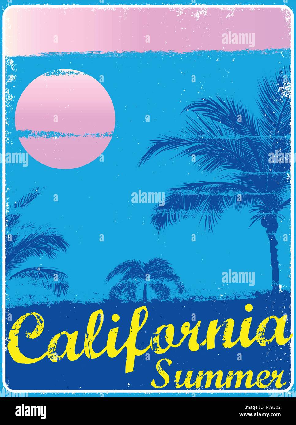 Summer beach vector background in retro style Stock Vector Image & Art ...