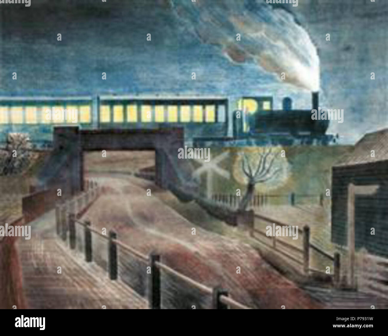 Work by Eric Ravilious . before 1942 49 Ravilious - train-going-over-a ...