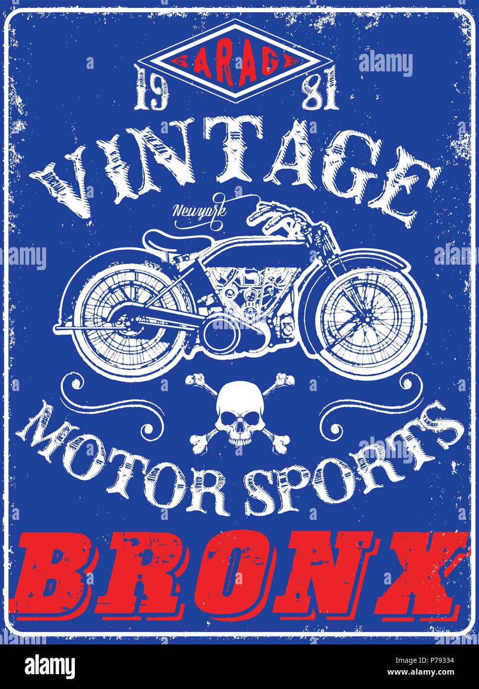 Vintage Motorcycle hand drawn vector tee graphic design Stock Vector ...