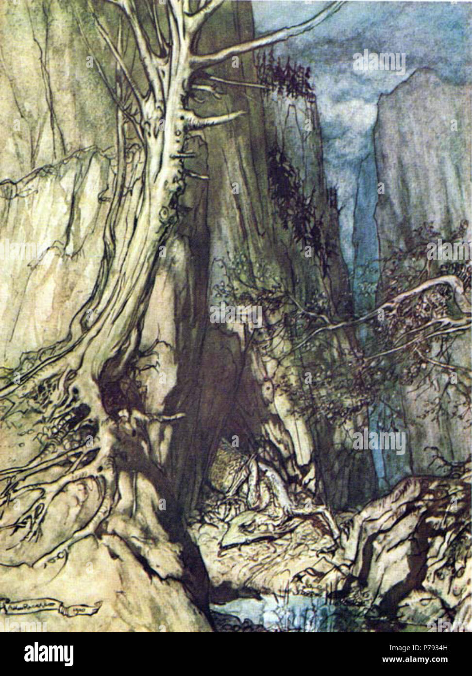 . English: Fafner the dragon. Illustration to Richard Wagner's Das ...