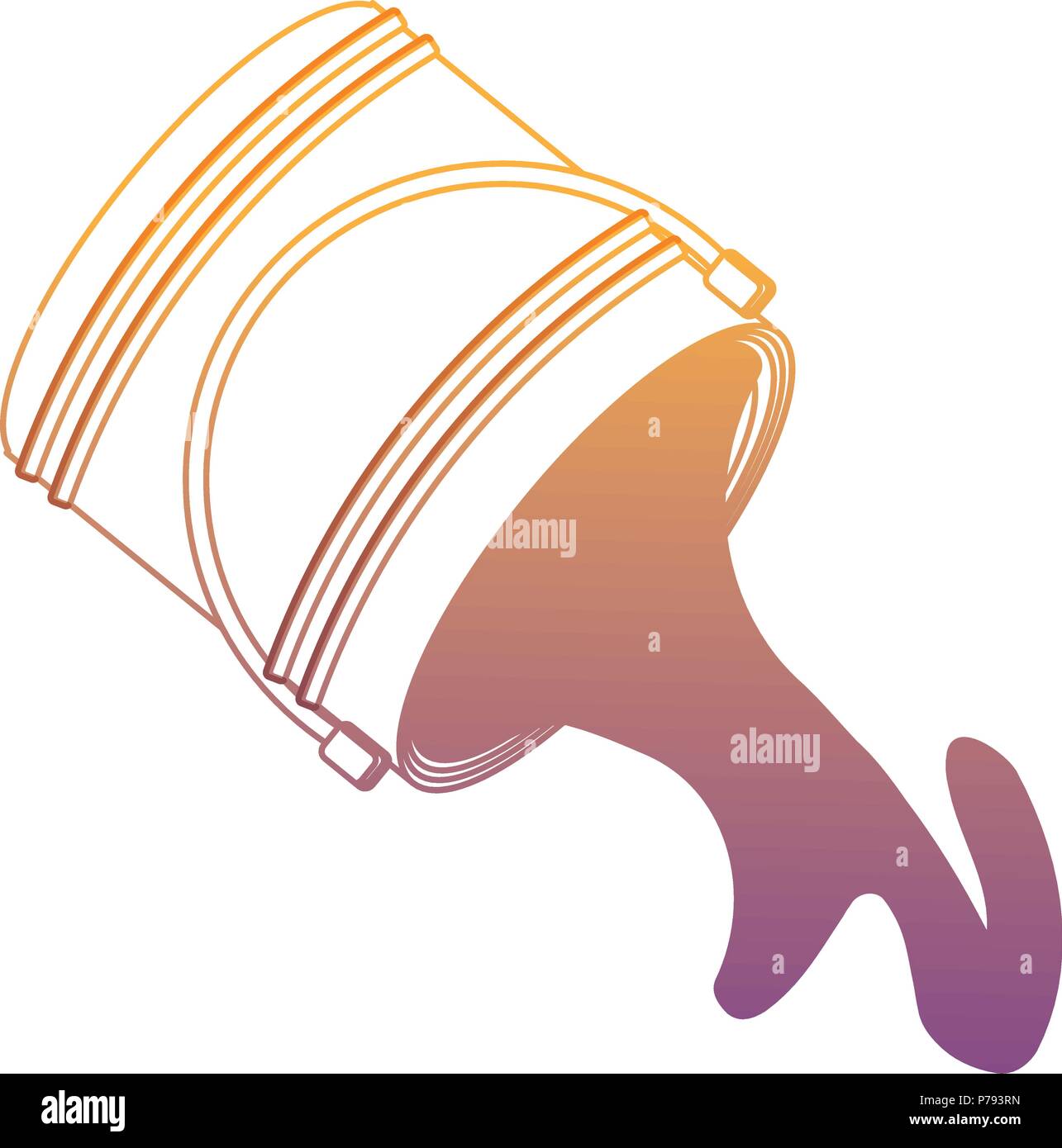 bucket with pouring paint over white background, vector illustration ...