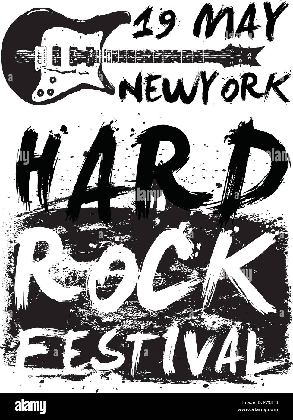 Cool grunge hand drawn electric guitar with distorted text in it. Rock ...
