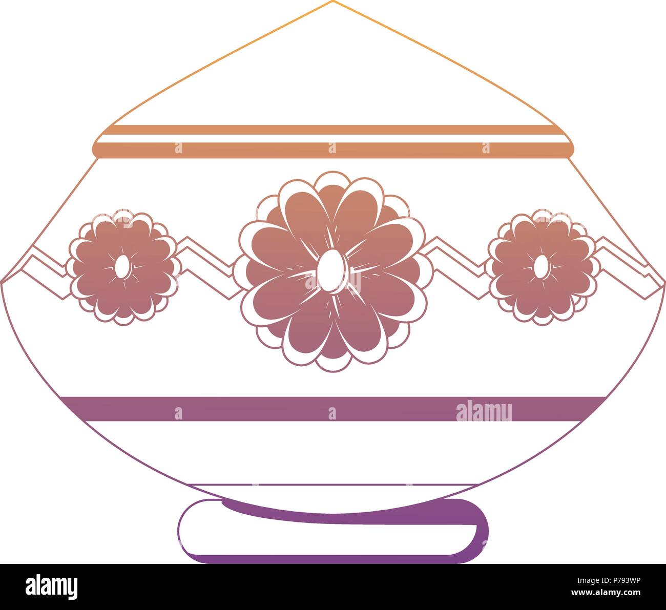 mud pot with floral design over white background, vector illustration ...