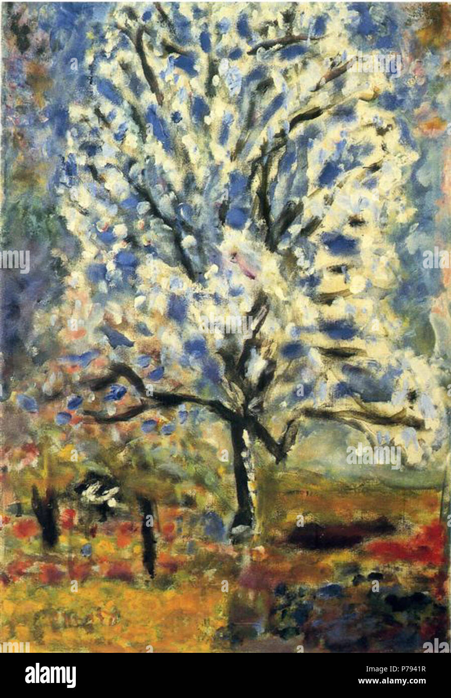 English: Painting by Pierre Bonnard . 1947 1 The-almond-tree-in-blossom ...