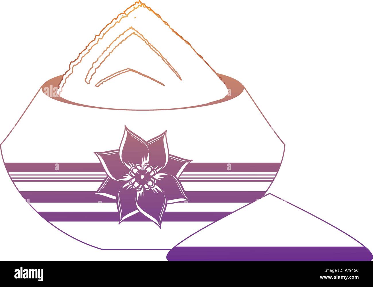 floral mud pot with gulal icon over white background, vector ...