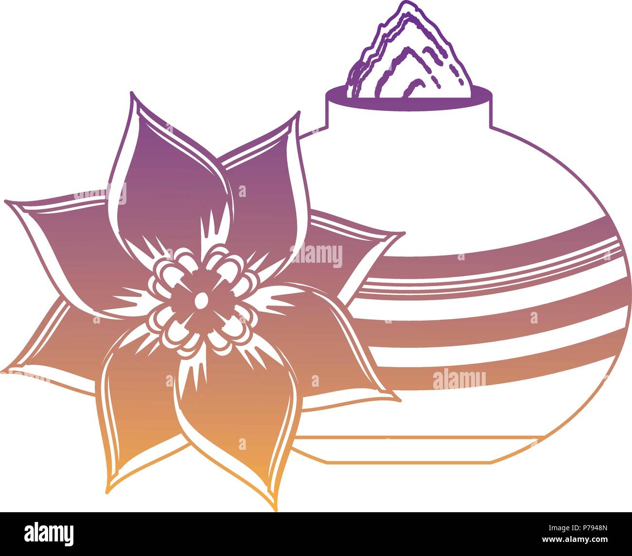 mud pot and tropical flower icon over white background, vector ...