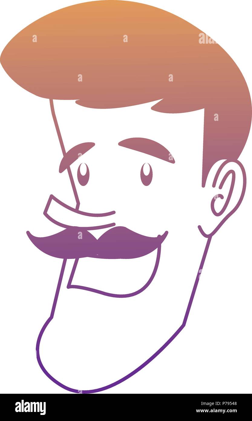 Happy Man Cartoon Moustache