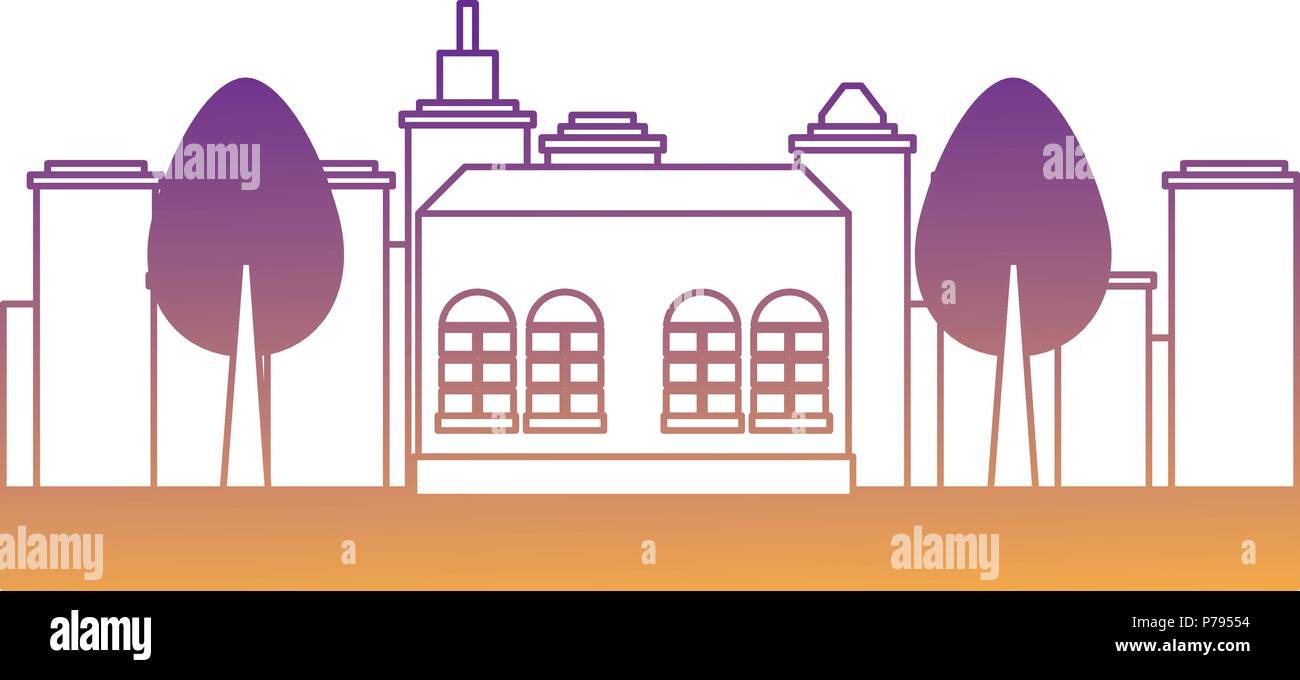 city building and trees icon over white background, vector illustration ...