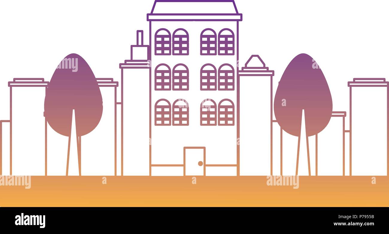 trees and city building icon over white background, vector illustration ...
