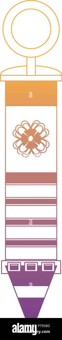 Indian pichkari with decorative stripes and flowers over white ...