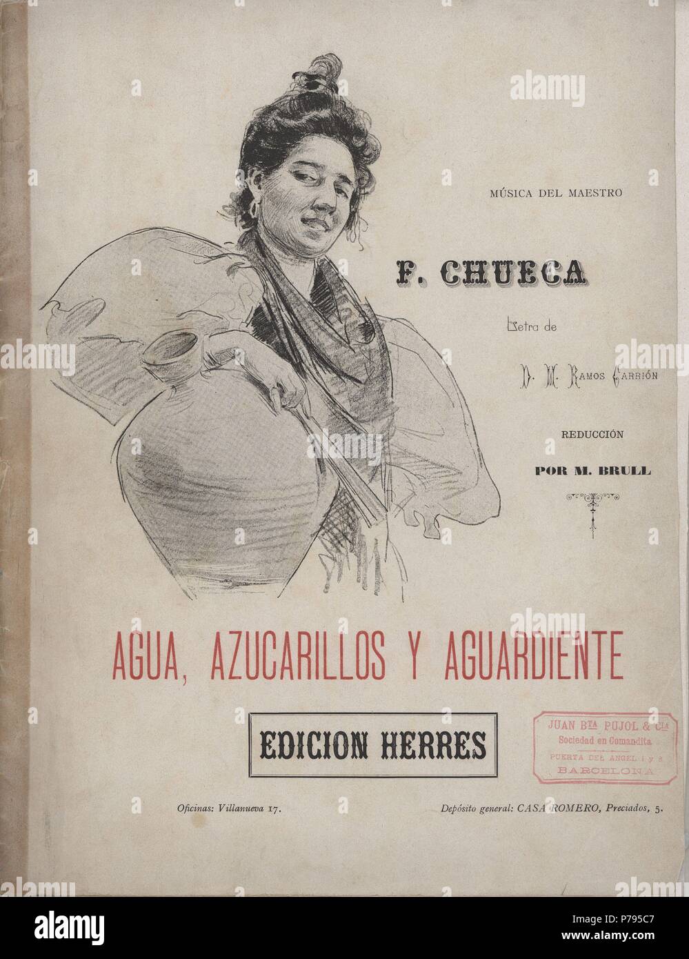 Partitura musical de la zarzuela "Agua, azucarillos y aguardiente", del ...