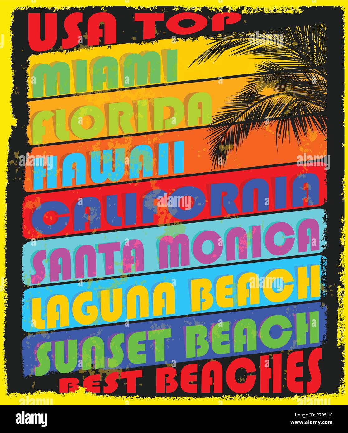 Summer beach vector background in retro style Stock Vector Image & Art ...