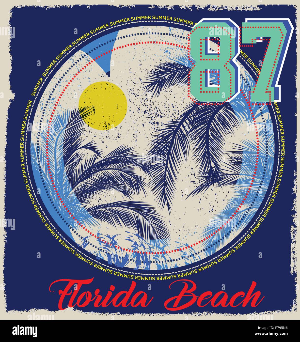 Summer beach vector background in retro style Stock Vector Image & Art ...