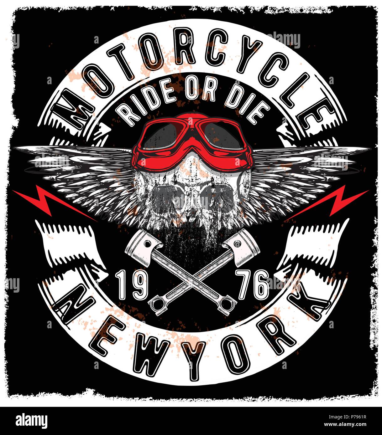 Motorcycle Poster Skull Tee Graphic Design Stock Vector Image & Art - Alamy