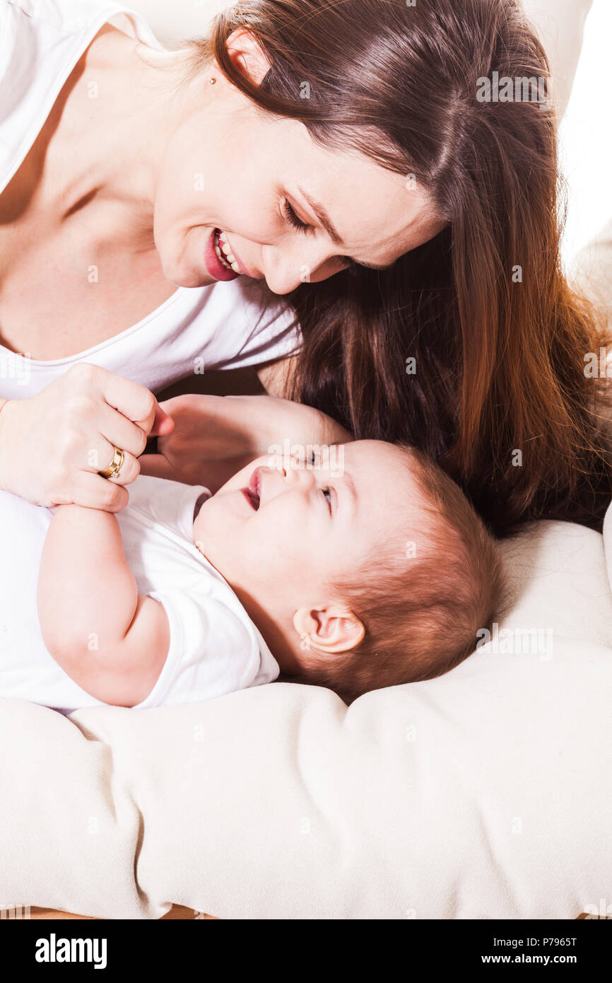 Fun charge with baby Stock Photo - Alamy