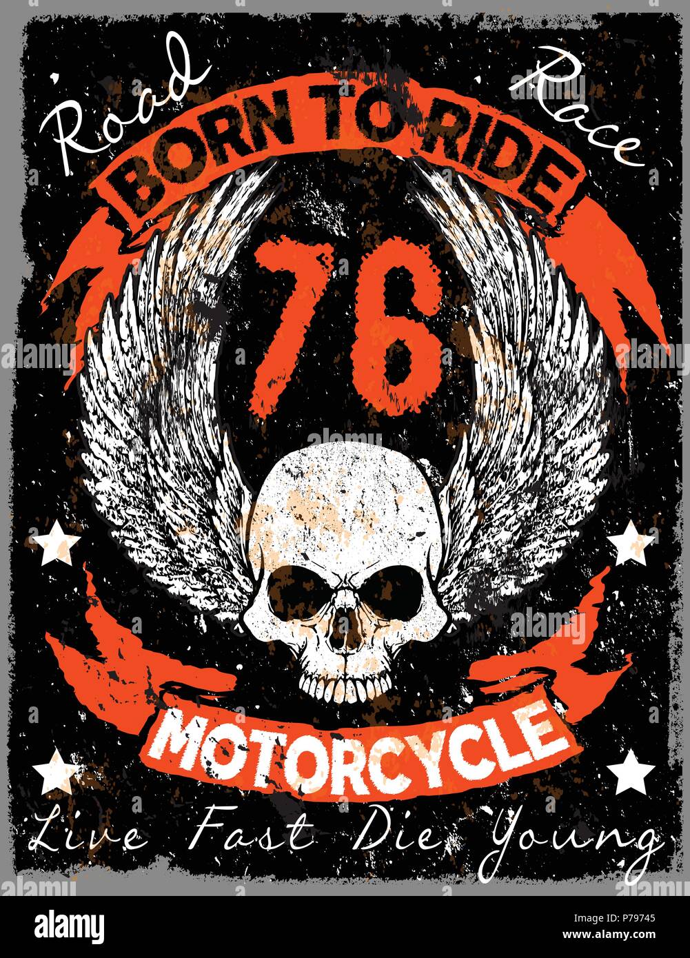 Motorcycle Poster Skull Tee Graphic Design Stock Vector Image & Art - Alamy