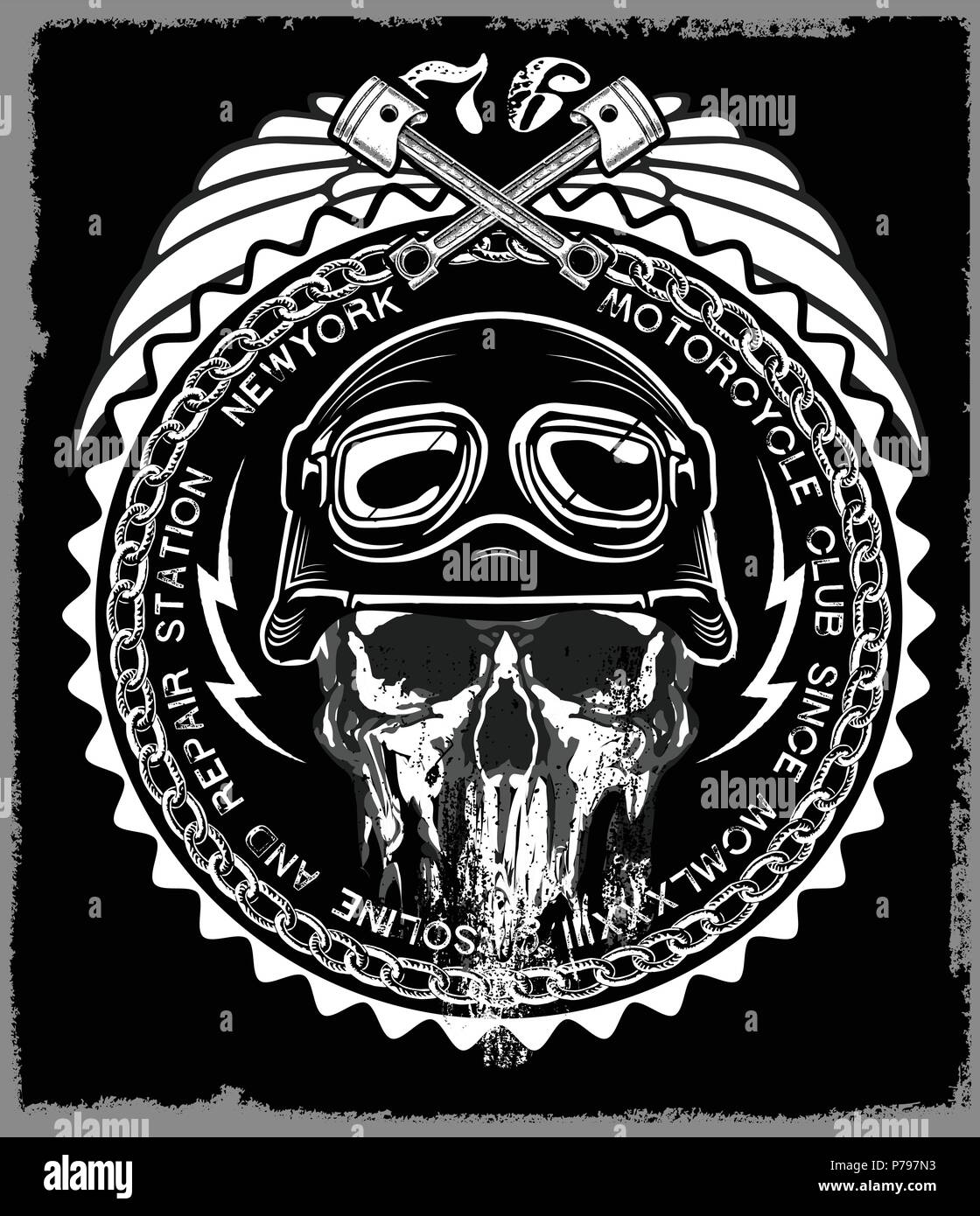Motorcycle Poster Skull Tee Graphic Design Stock Vector Image & Art - Alamy