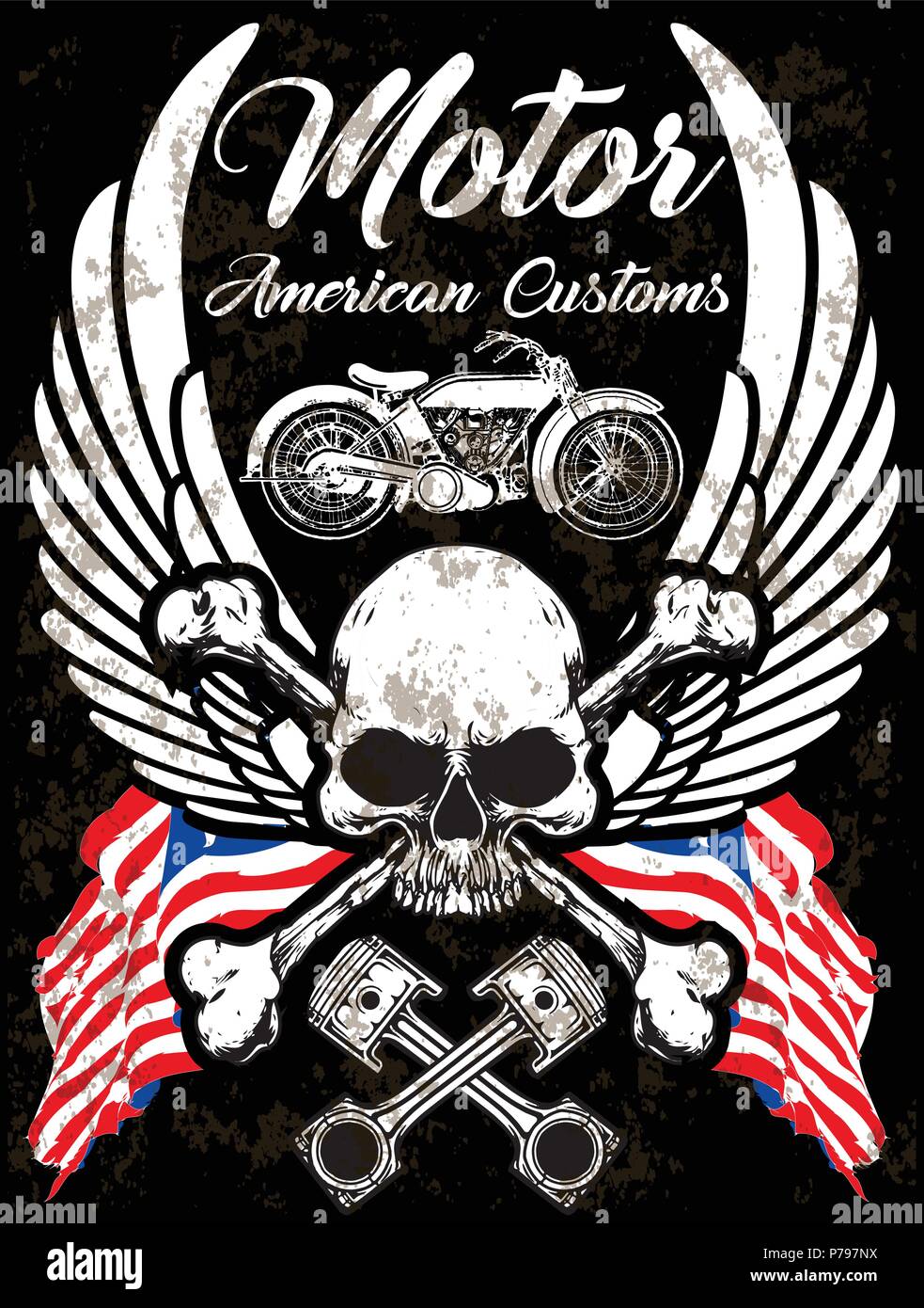 Motorcycle Poster Skull Tee Graphic Design Stock Vector Image & Art - Alamy