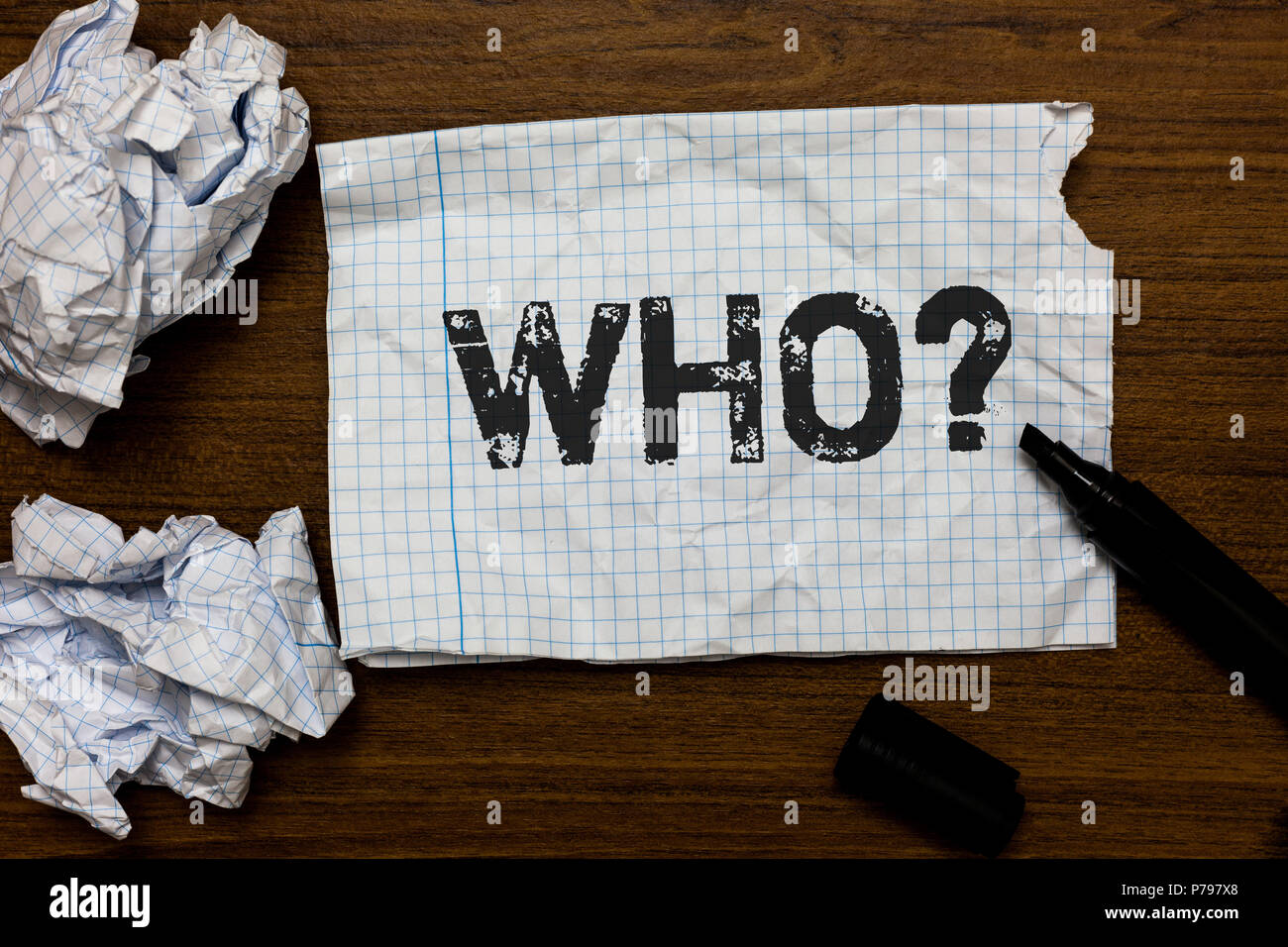 Handwriting text writing Who Question. Concept meaning Asking for ...