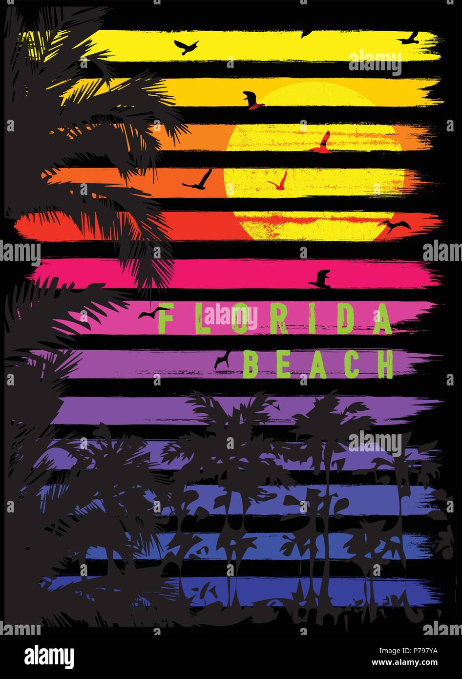 Vintage travel advertising poster for florida Stock Vector Images - Alamy