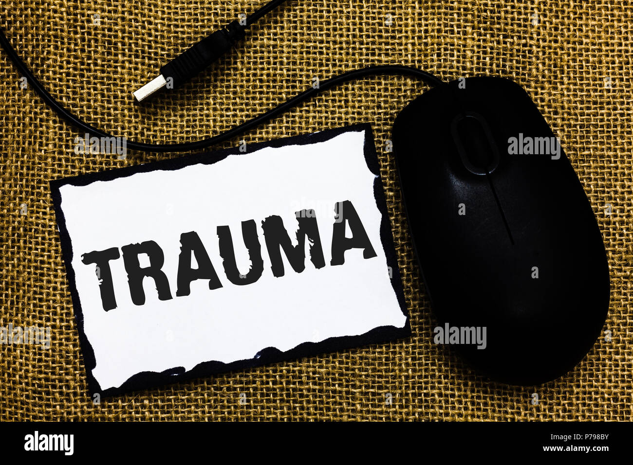 Handwriting text Trauma. Concept meaning Disturbing physical and ...