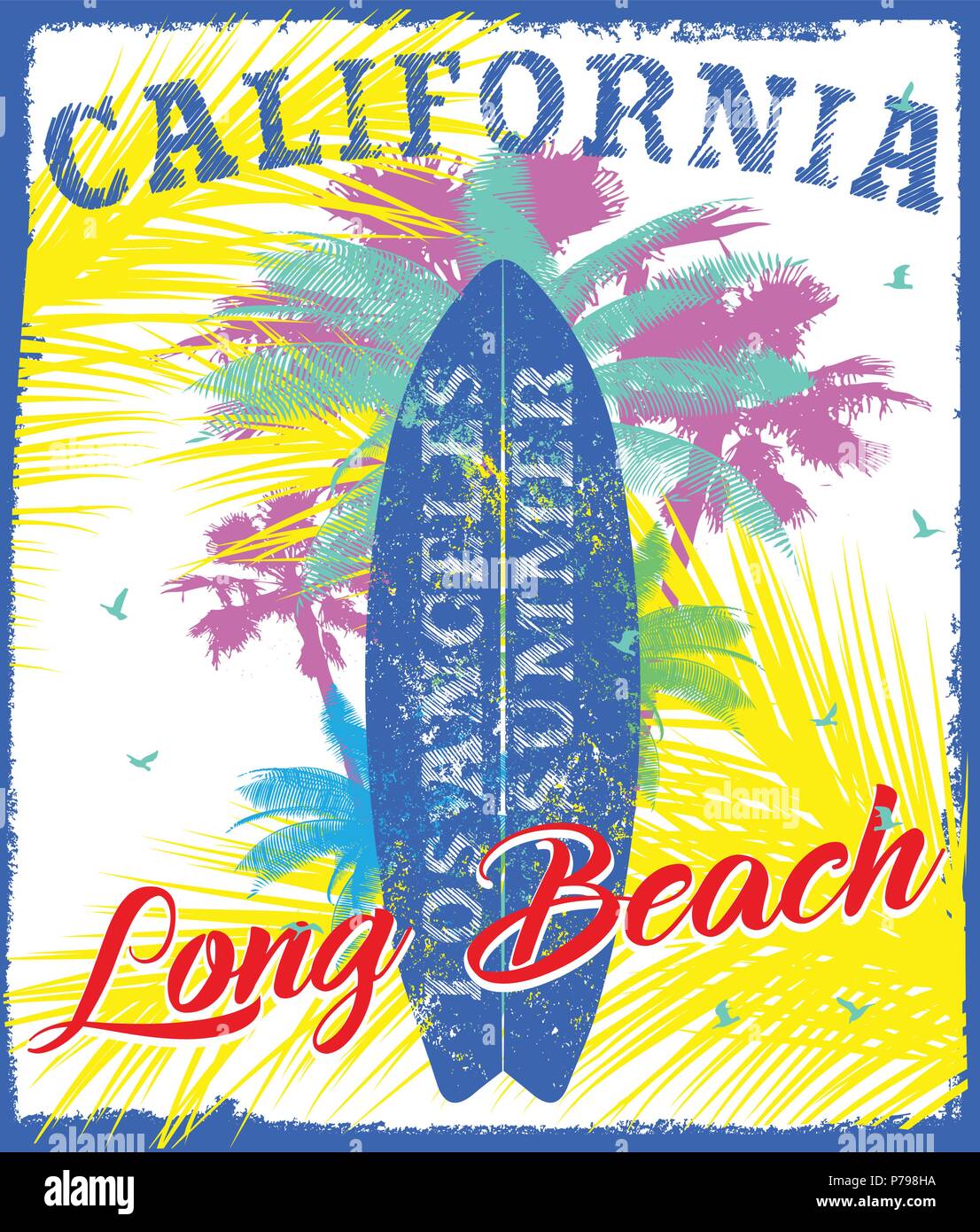Summer beach vector background in retro style Stock Vector Image & Art ...
