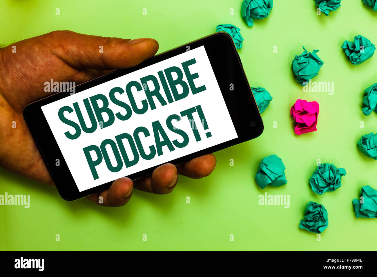 Conceptual hand writing showing Subscribe Podcast Motivational Call ...