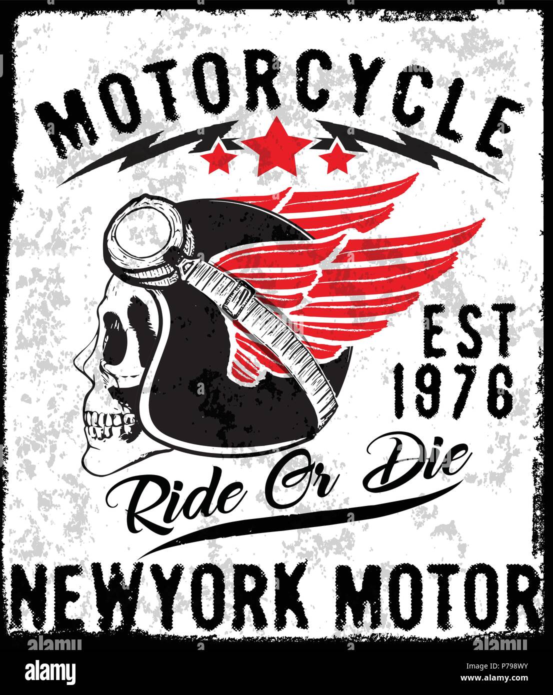 Motorcycle label t-shirt design with illustration of custom chopper ...