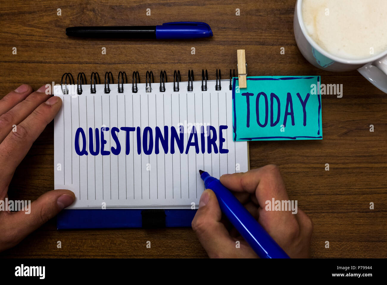 Handwriting text Questionnaire. Concept meaning Questions with a choice ...