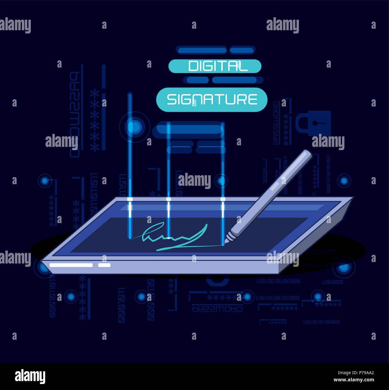 digital signature security icons vector illustration design Stock ...