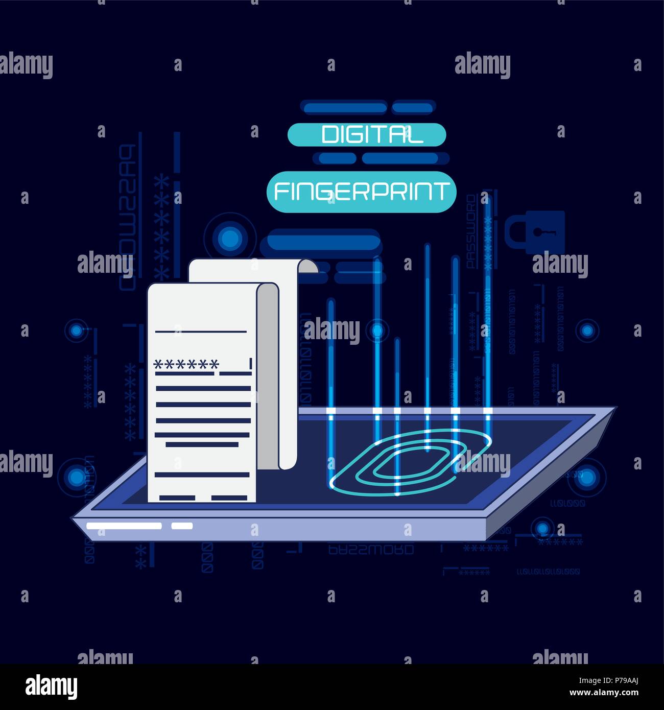 data security fingerprint technology vector illustration design Stock ...