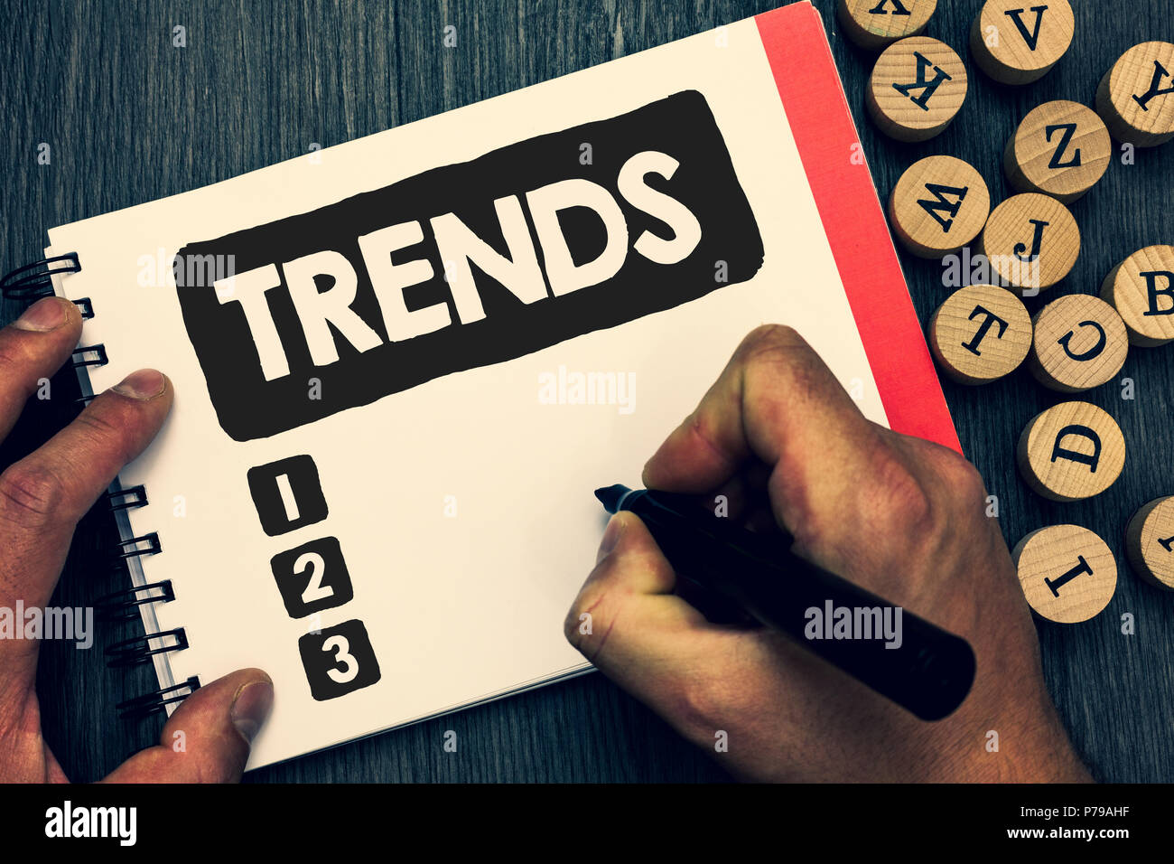 Writing note showing Trends. Business photo showcasing General ...