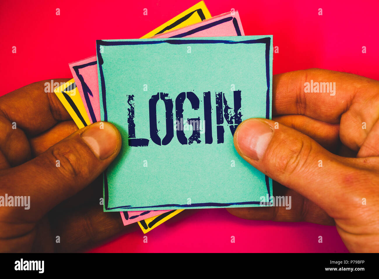 Writing note showing Login. Business photo showcasing Act of entering ...