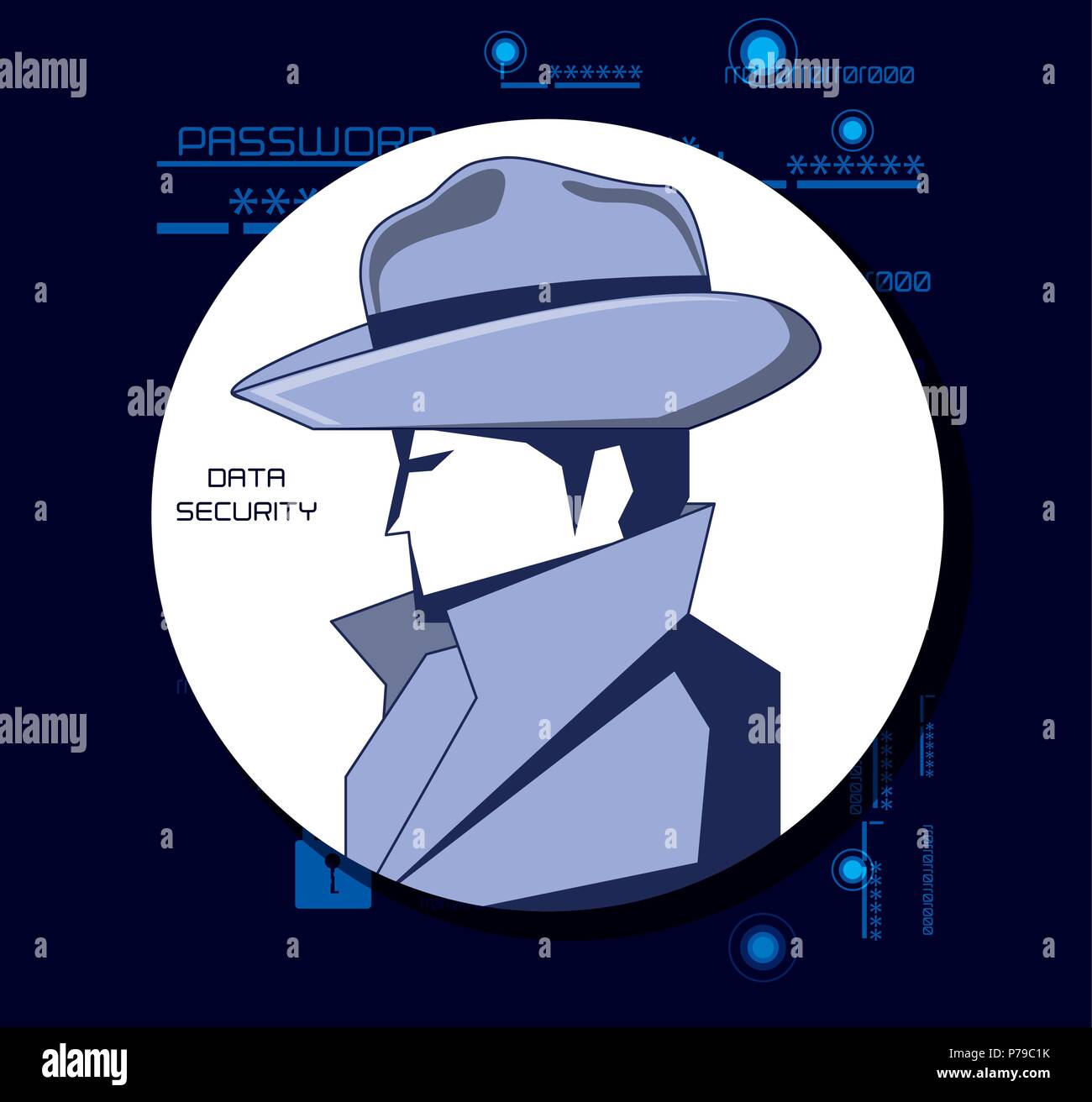 data security technology with agent vector illustration design Stock ...