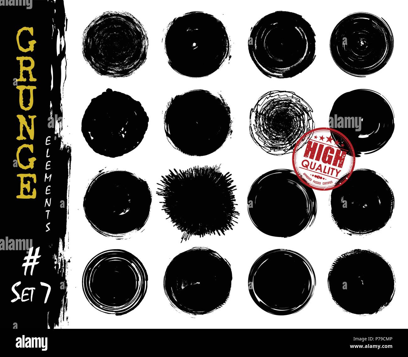 Set of grunge style circle shapes . Elements vector Stock Vector Image ...