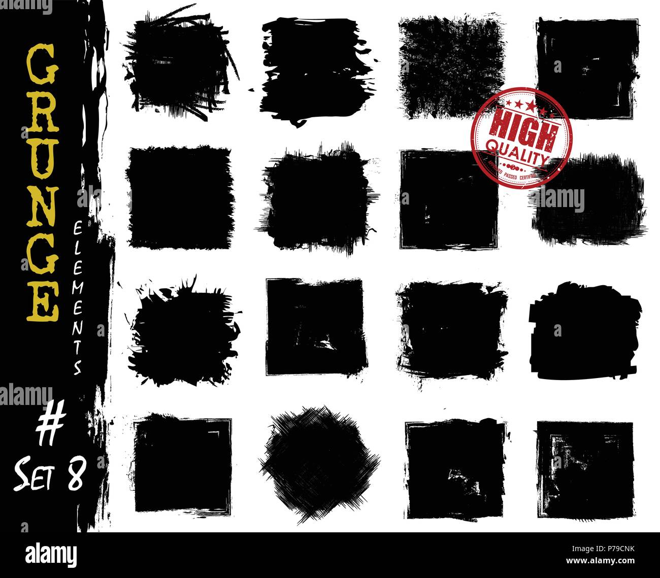 Set of grunge style square shapes . Elements vector Stock Vector Image ...