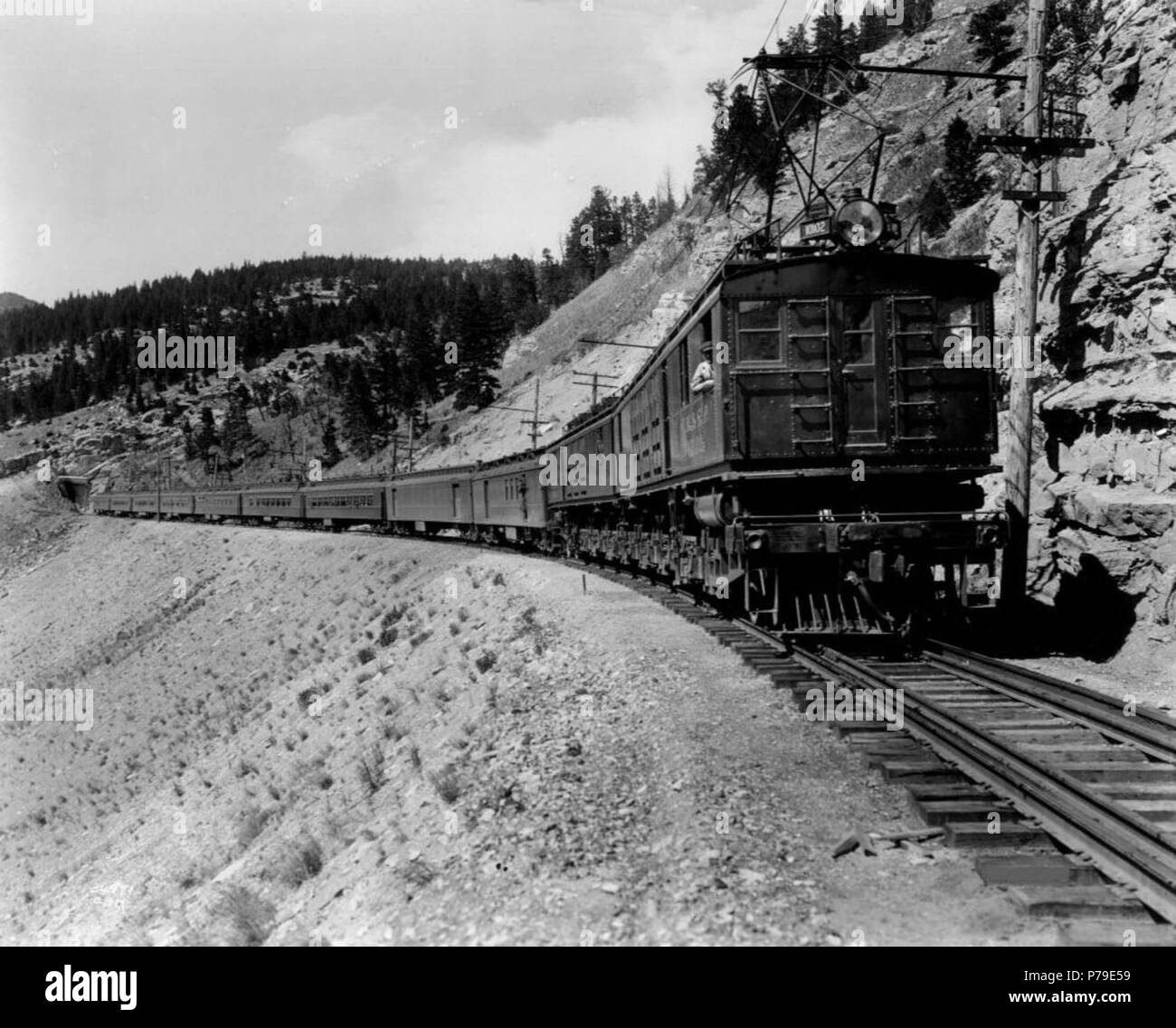 The Milwaukee Road train The Olympian pulled by an electric locomotive ...